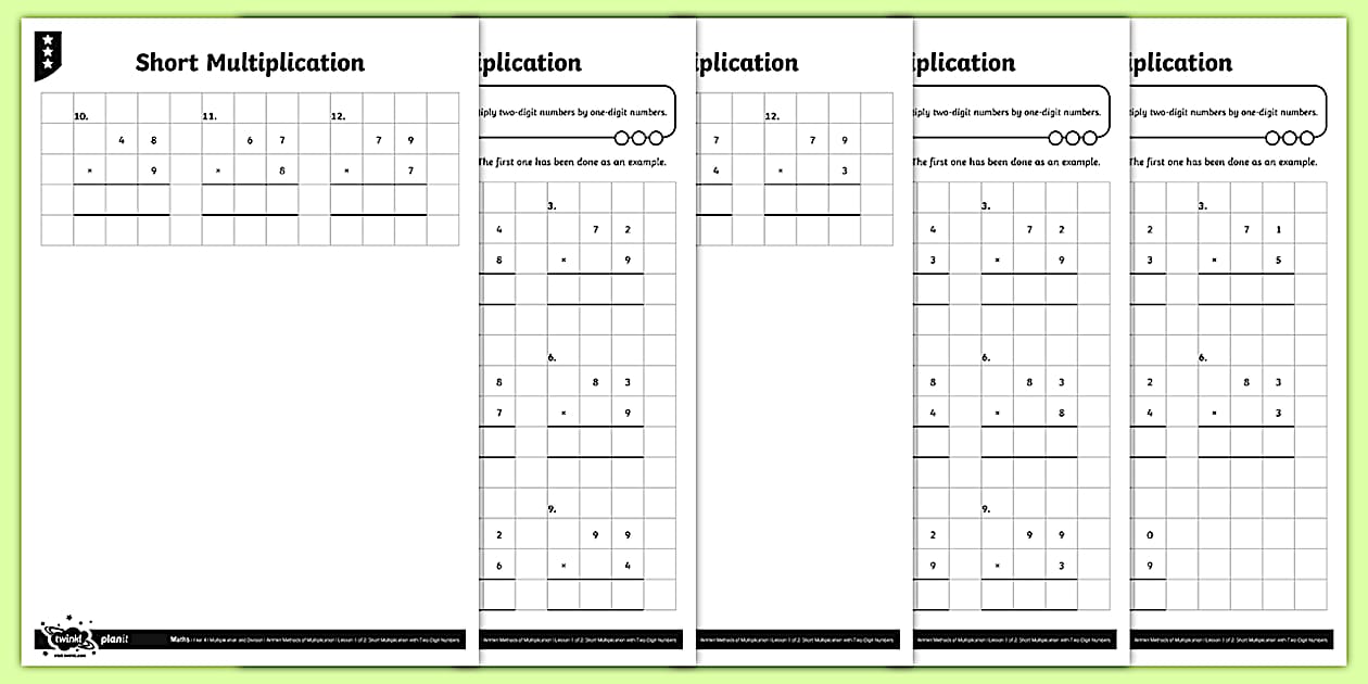 Editable Short Multiplication KS2 Worksheets (teacher made)