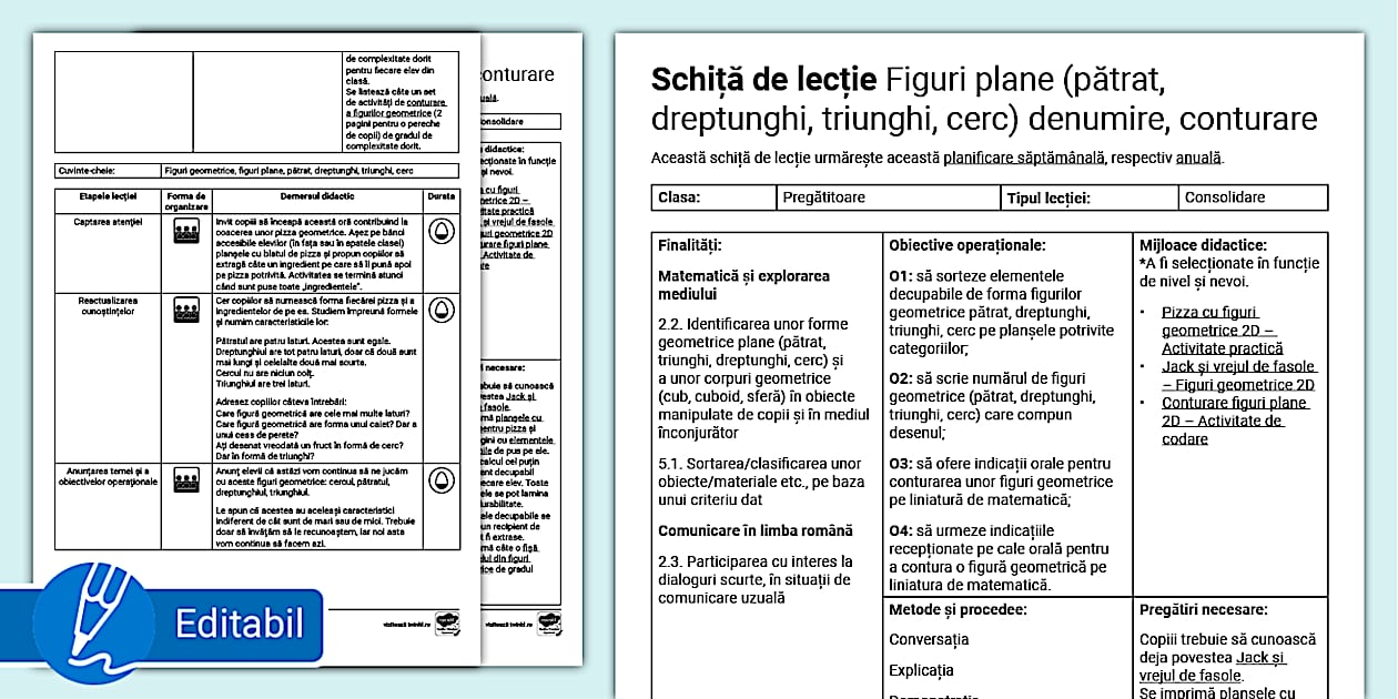 Figuri plane Consolidare Schiță de lecție clasa 0