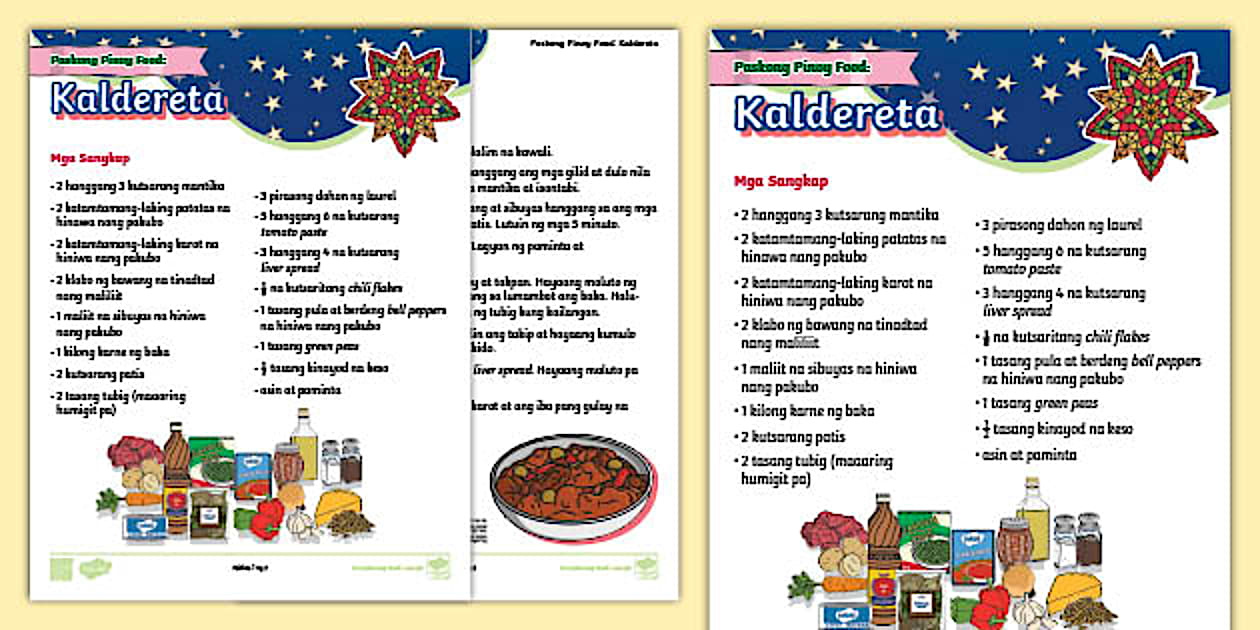 Paskong Pinoy Food: Kaldereta | Twinkl (teacher made)