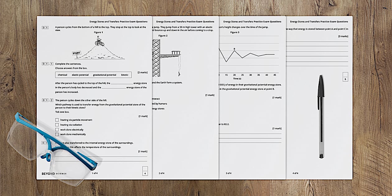Energy Stores and Transfers Practice Exam Questions - Twinkl