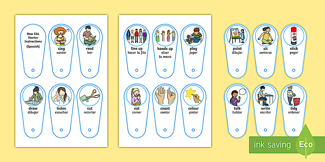 New EAL Starter Communication Fan English/Spanish - Twinkl