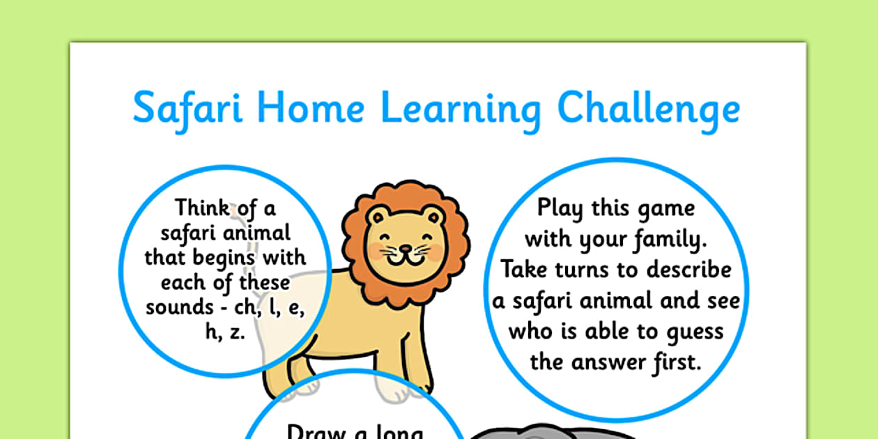 Safari EYFS Home Learning Challenges Reception FS2 - Twinkl