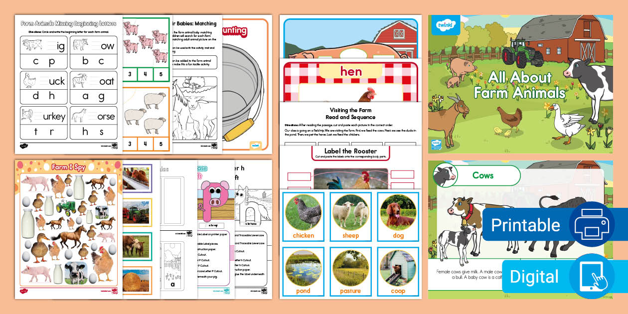 Farm Activity Pack for PK-K (teacher made) - Twinkl