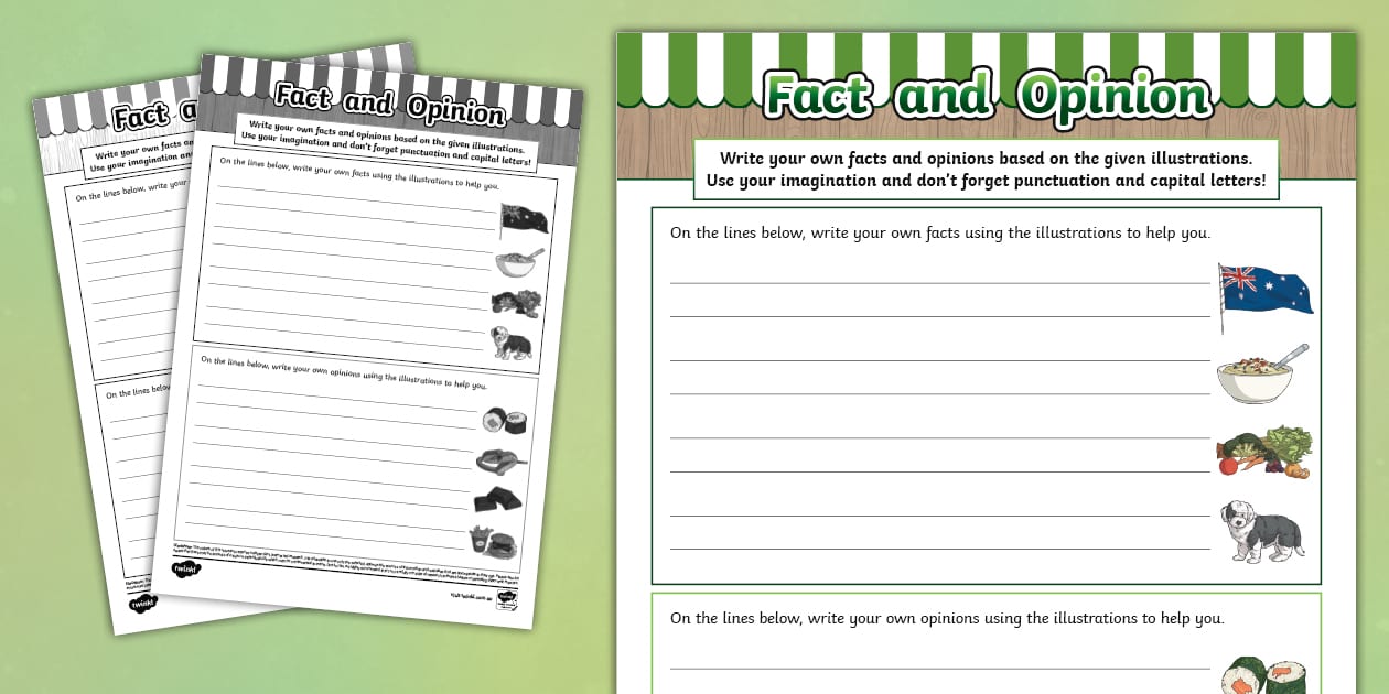 Facts and Opinions Writing Activity - Twinkl