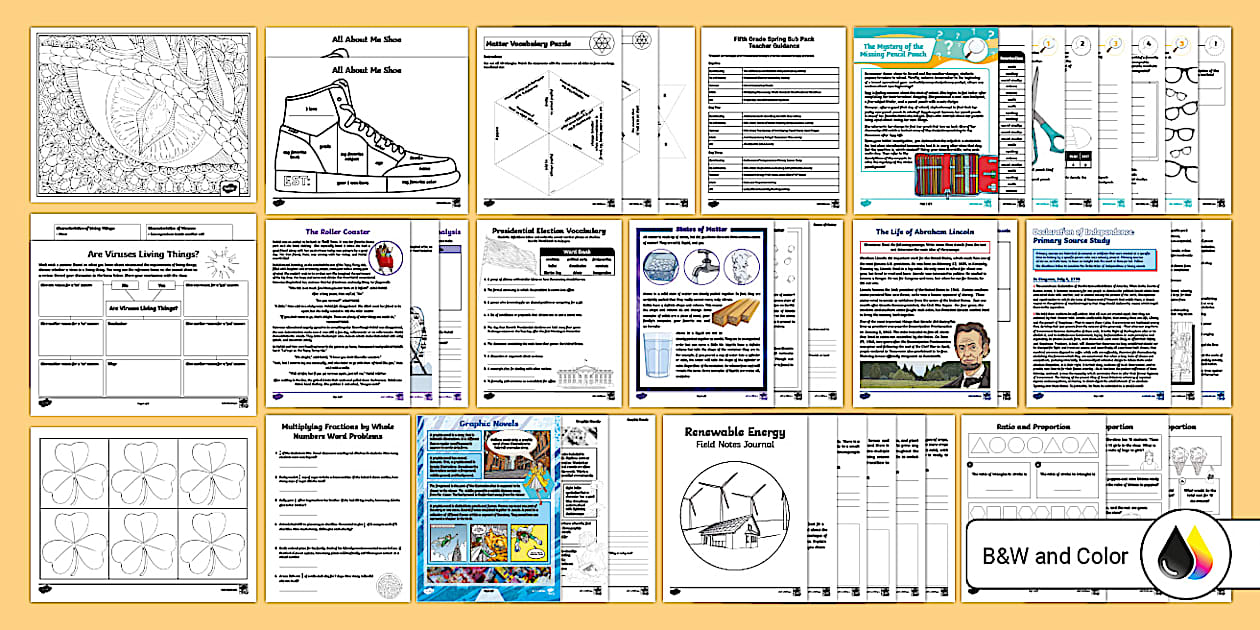 5th Grade Spring Sub Packet | Spring Resources | Twinkl USA
