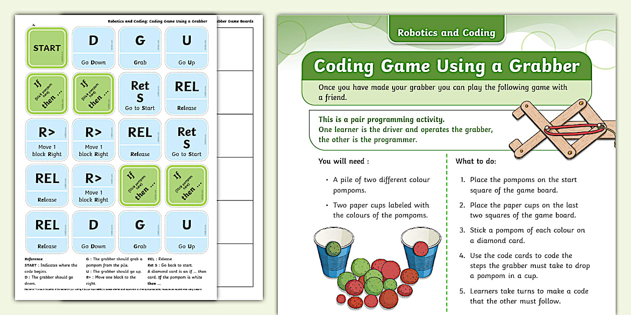 Grade 4 robotics game, teamwork activity, grabber challenge, pompom ...