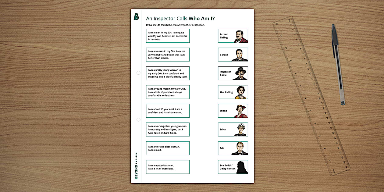 GCSE An Inspector Calls: Who Am I? Matching Cards - Twinkl