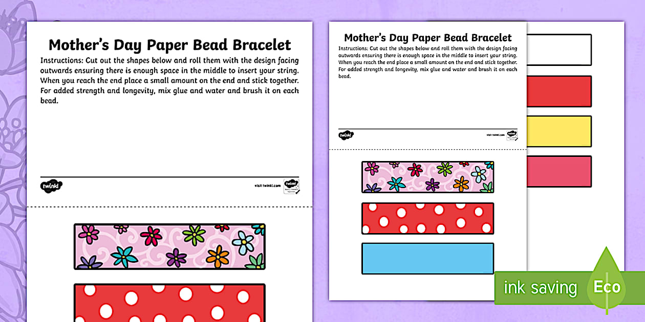 Canada Mother\'s Day 14th May Paper Bead Bracelet Activity