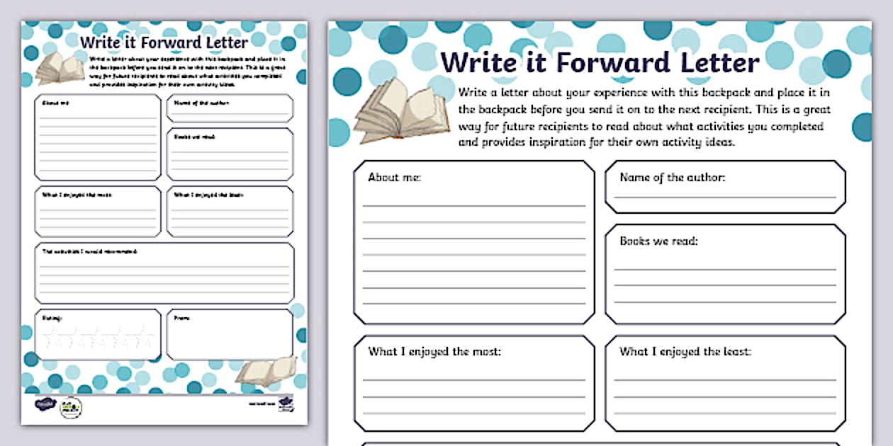 PLCC Backpack Project Write it Forward Letter Template