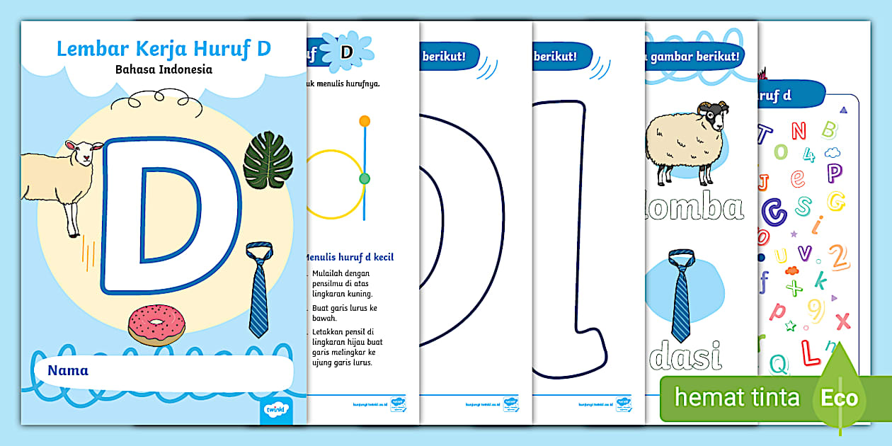 Booklet Menulis Alfabet Huruf 'D' Bahasa Indonesia