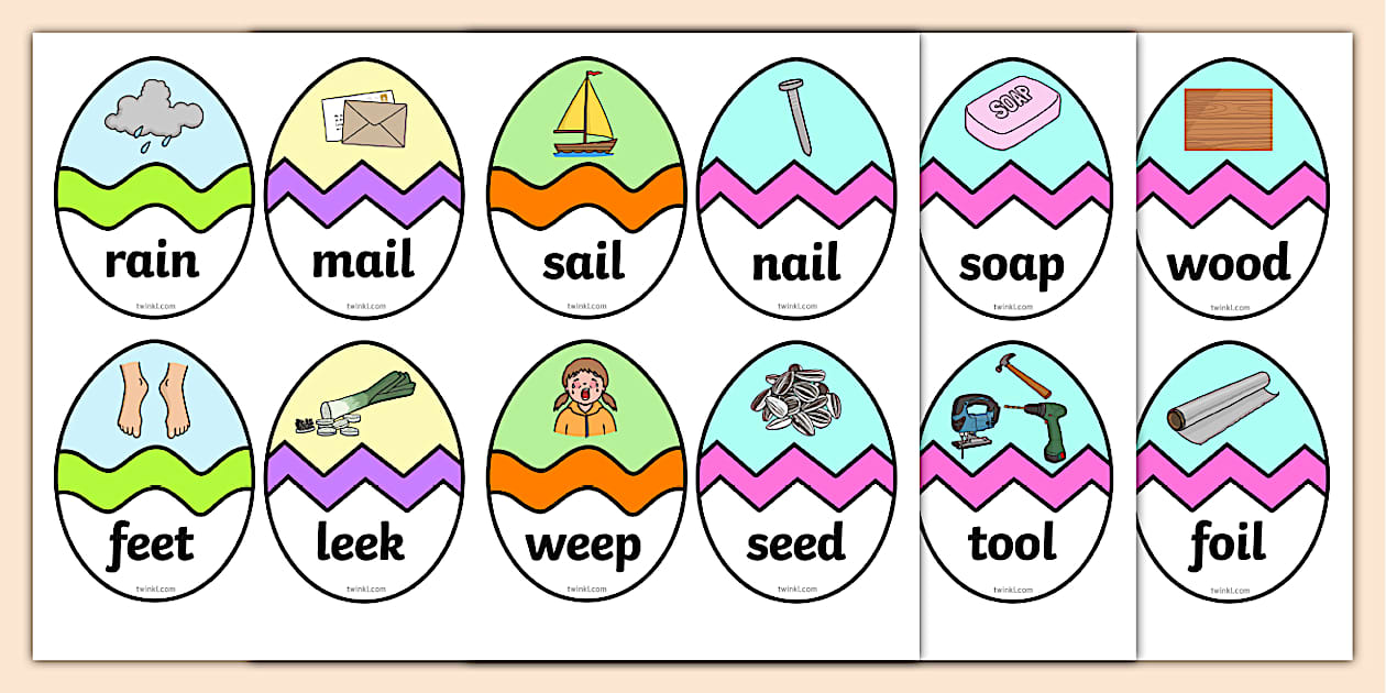 Black and White Phase 3 CVC Words Easter Egg Matching Activity