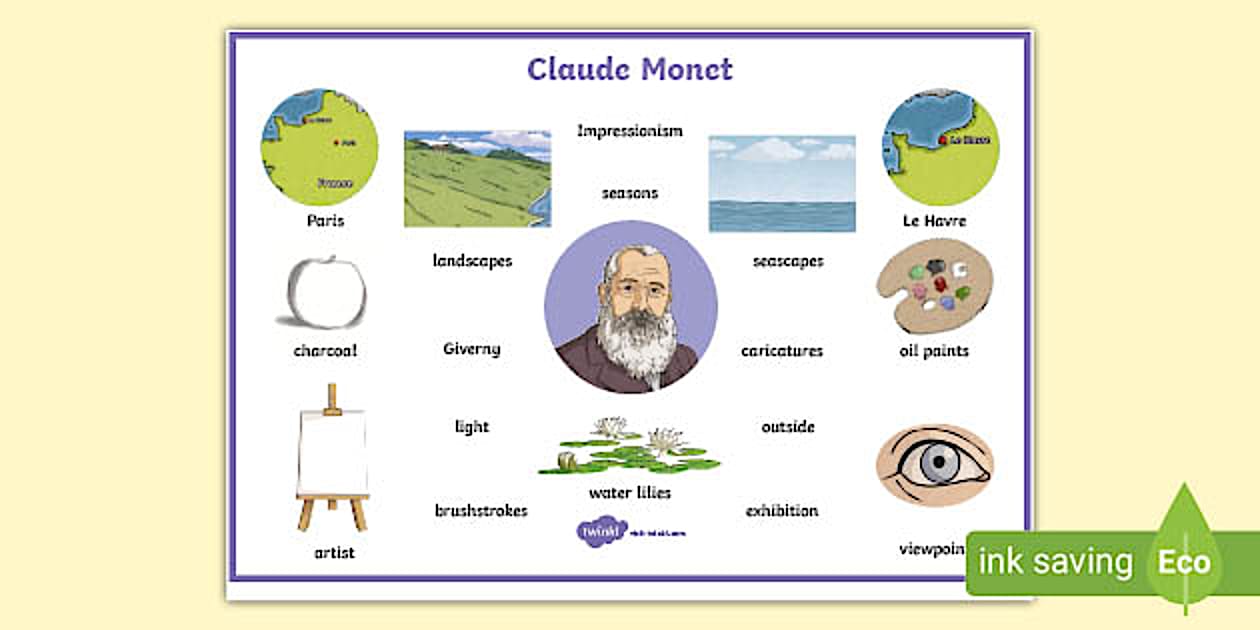 Claude Monet Word Mat (teacher made) - Twinkl