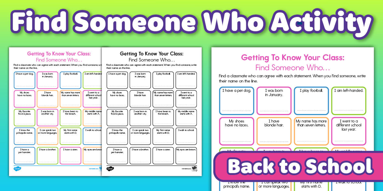 Back to School Find Someone Who Activity | Twinkl USA