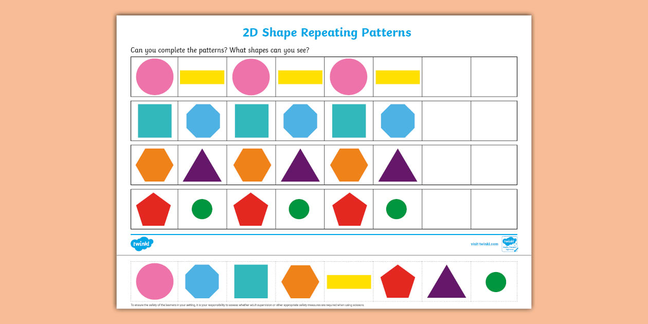 👉 2D Shapes Repeating Patterns Activity (teacher made)
