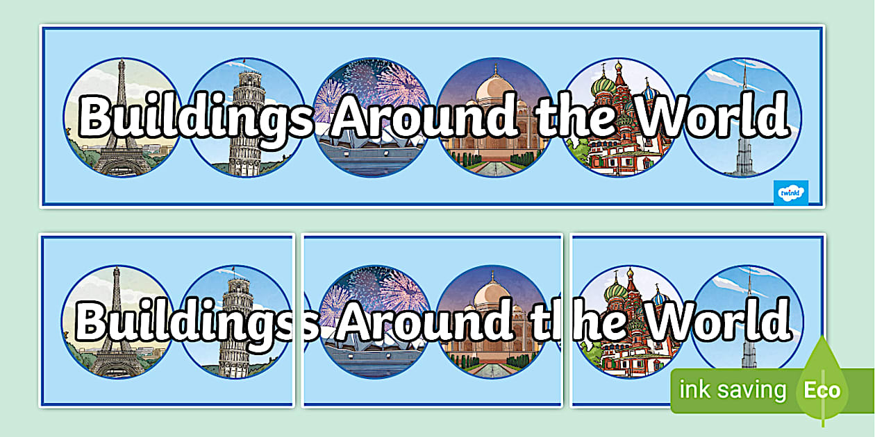 Buildings Around the World Banner,world landmarks - Twinkl