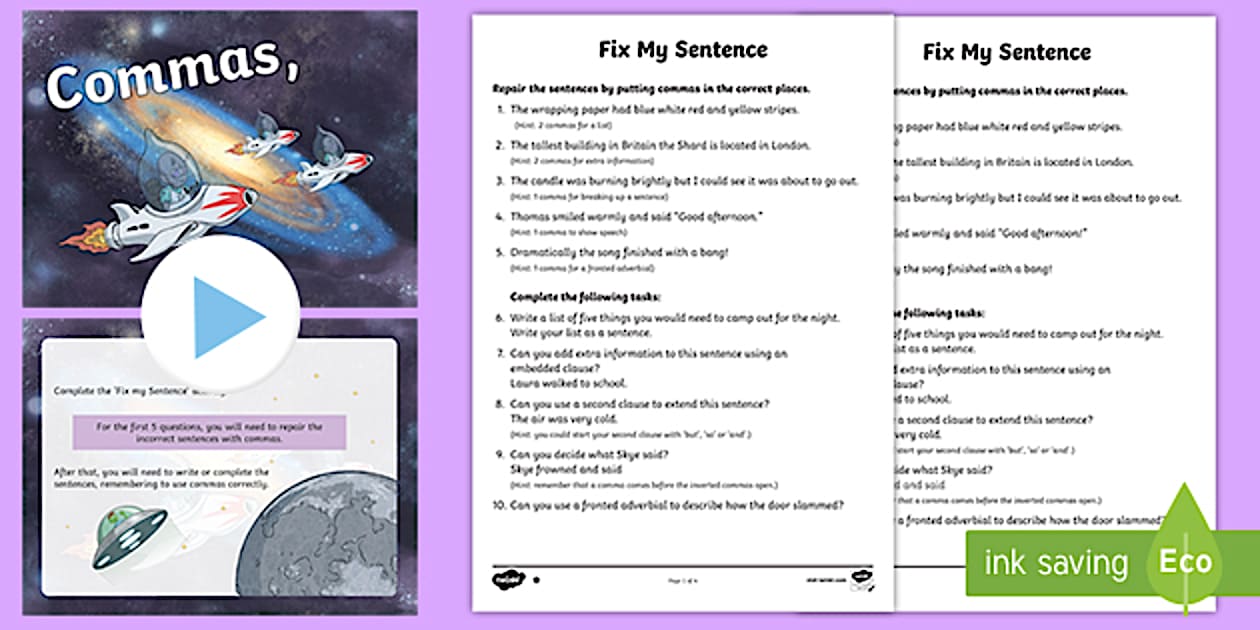 Using Commas Lessons - Differentiated Pack (teacher made)