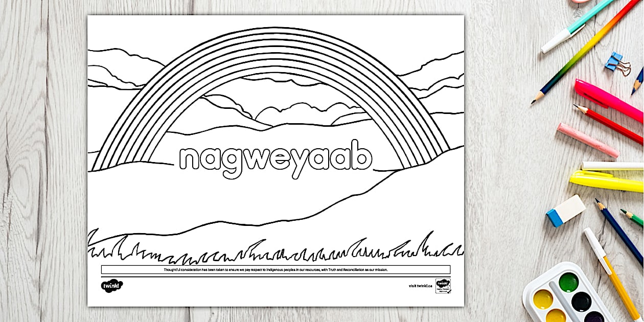 Anishinaabemowin Colouring Page - Rainbow