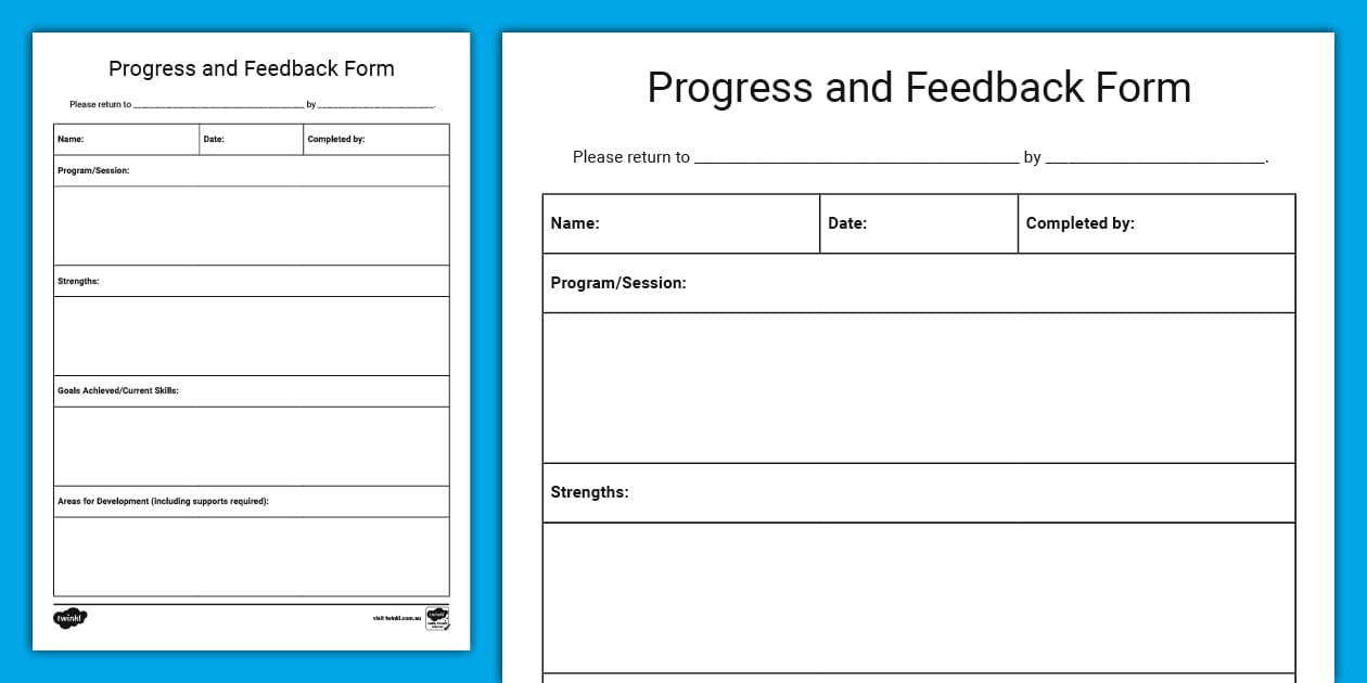Progress and Feedback Form (teacher made) - Twinkl