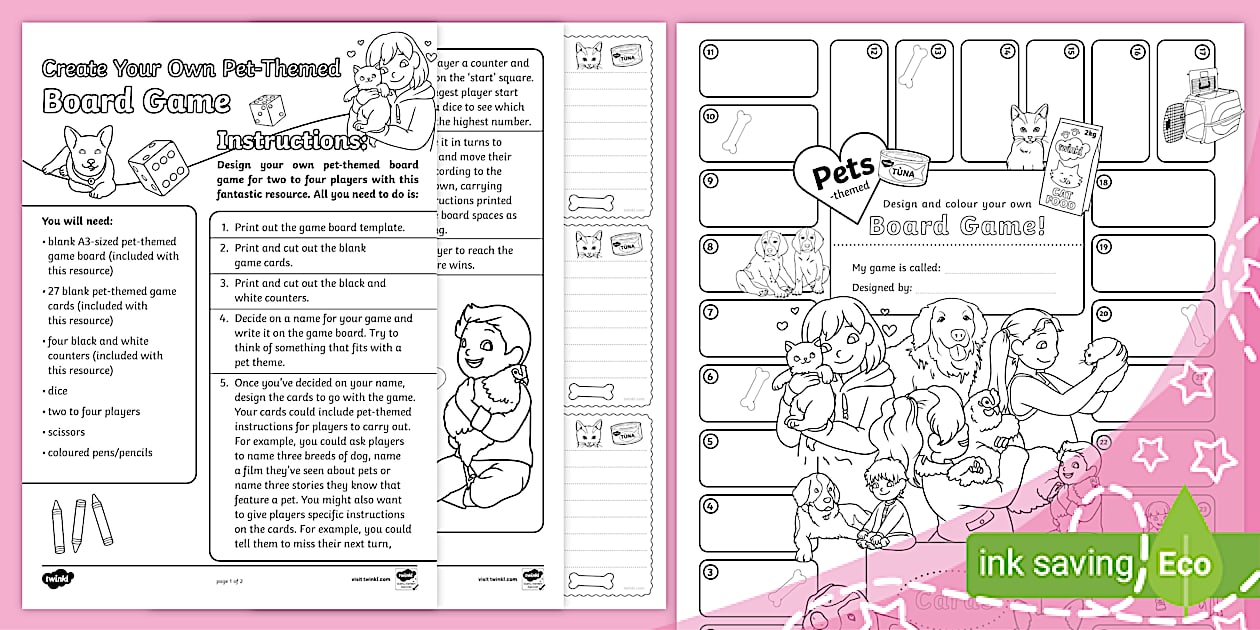 Create Your Own Pet-Themed Board Game (teacher made)