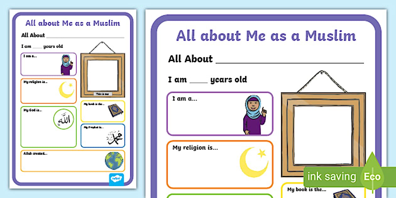 Editable All about Me as a Muslim Activity (teacher made)