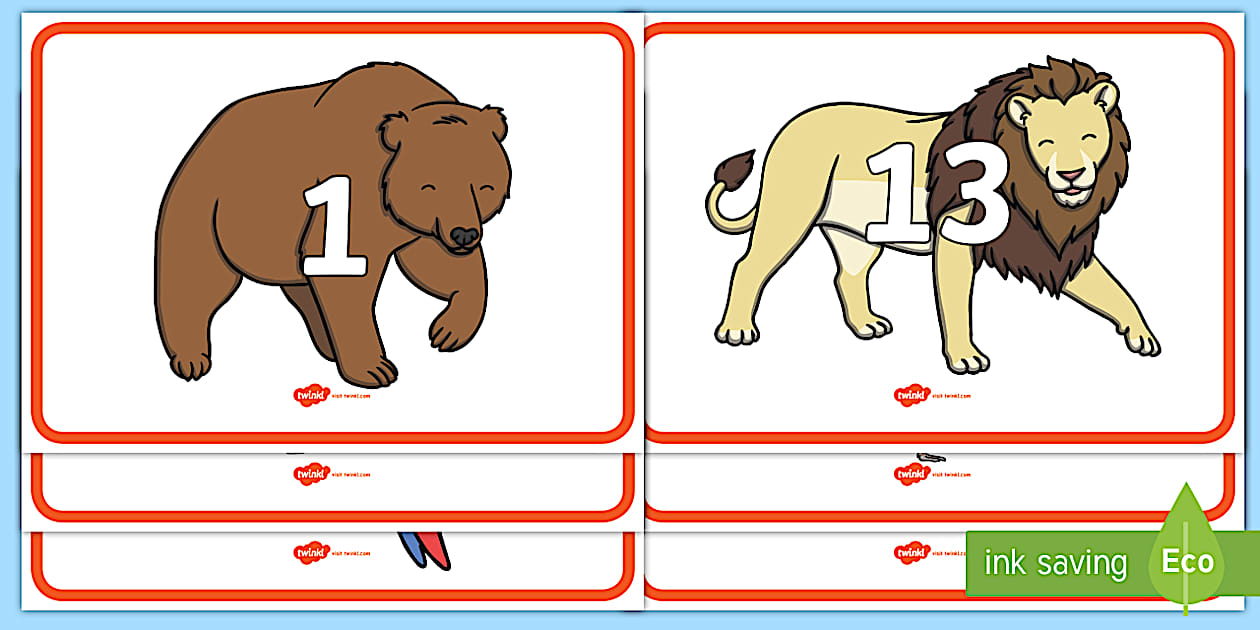 Numbers 0 to 20 on Zoo Animals Display Posters - Twinkl