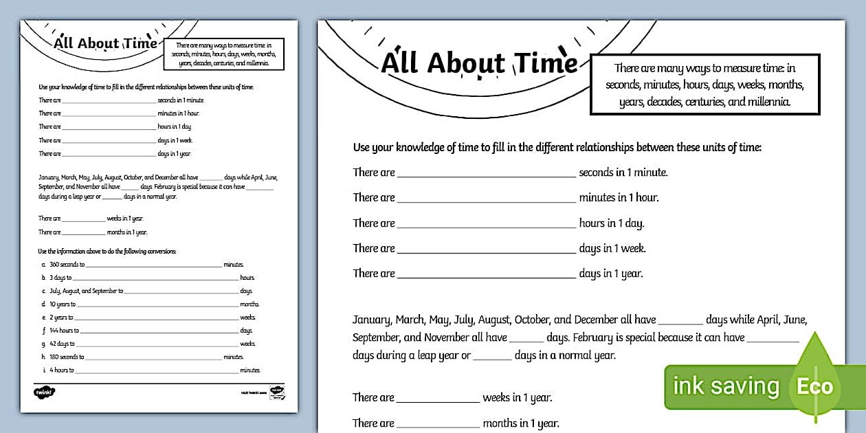 All about Time Activity Sheet (teacher made) - Twinkl