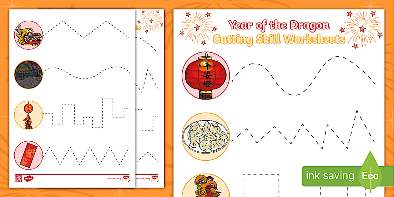 *Year of the Dragon Cutting Skill Worksheets*