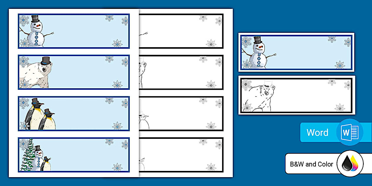 Editable Winter Math Class Desk Nameplates - Twinkl