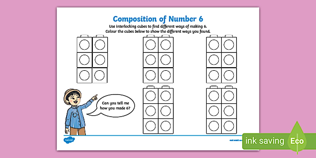 👉 Composition of Number 6 Worksheet (teacher made)
