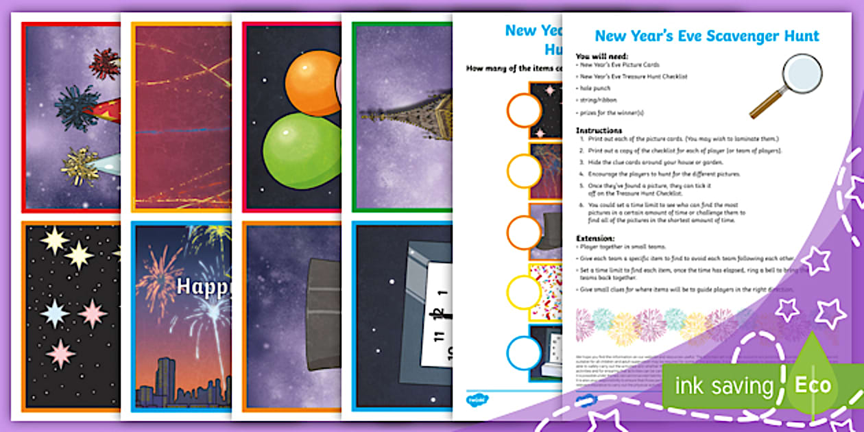 New Year's Eve Scavenger Hunt Game (teacher made) - Twinkl