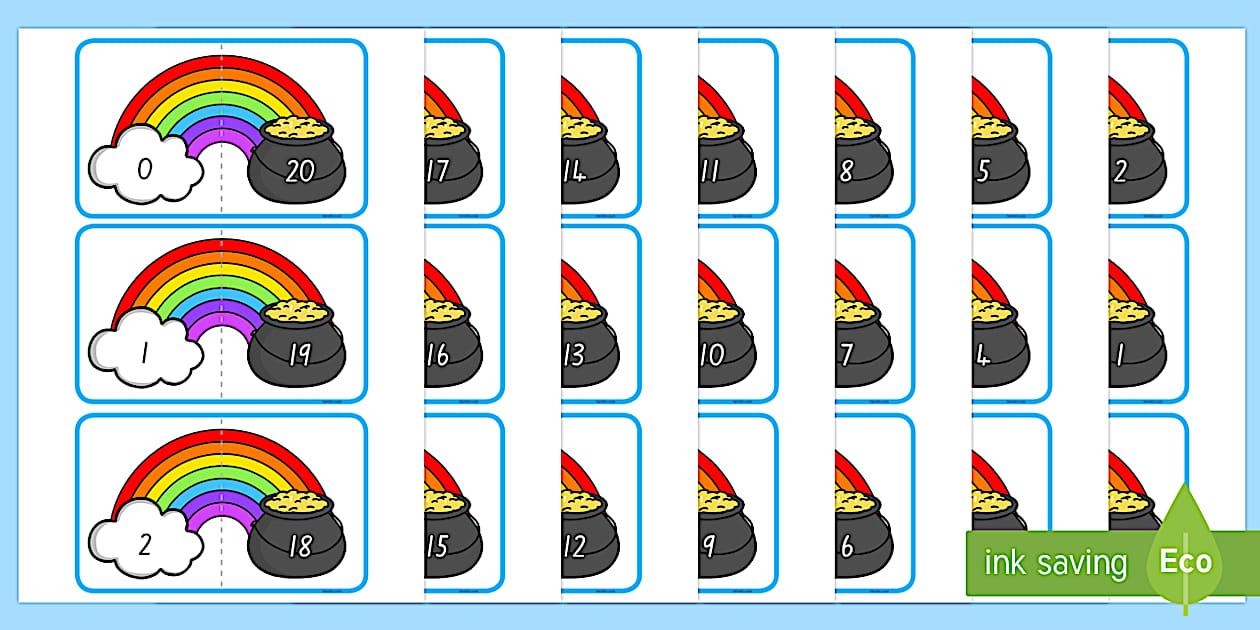 Rainbow and Pot of Gold Number Bonds to 20 Activity - Twinkl