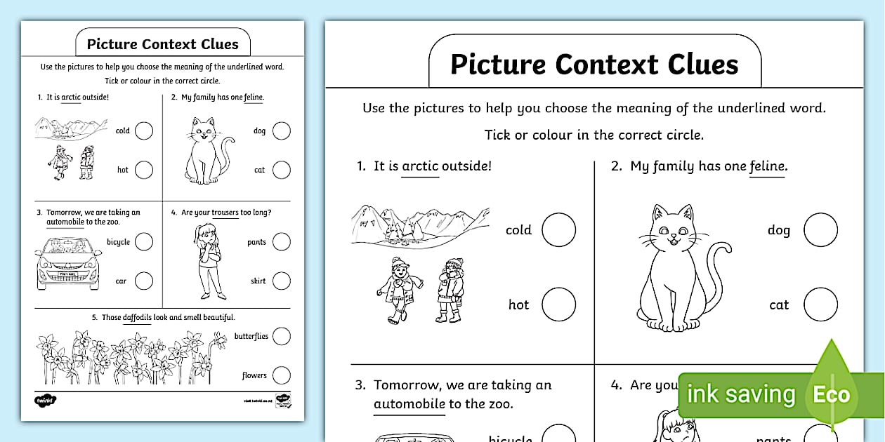 Picture Clues Vocabulary Building Activity (teacher made)
