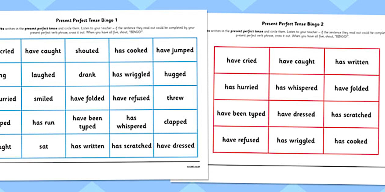 Present Perfect Tense Bingo - ESL Present Perfect Game