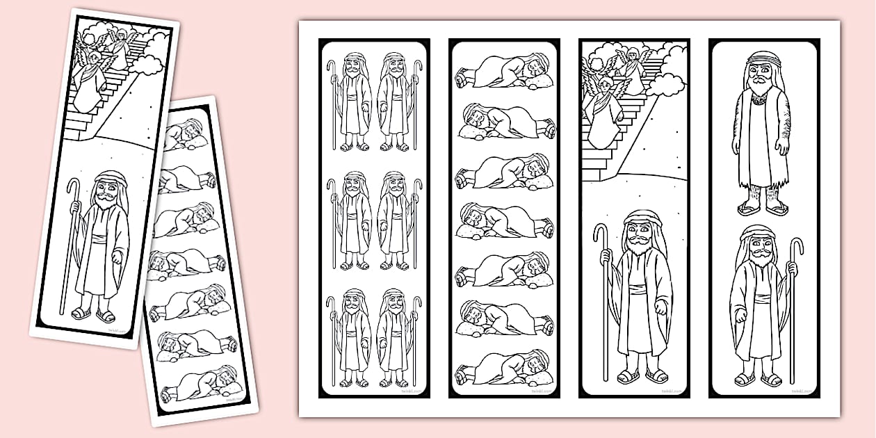 Jacob and Essau Colouring Bookmarks - Twinkl