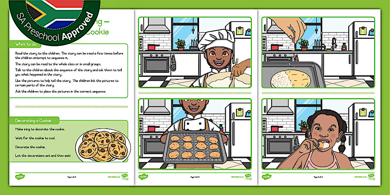 Preschool: Story Sequencing - Decorating a Cookie - Twinkl