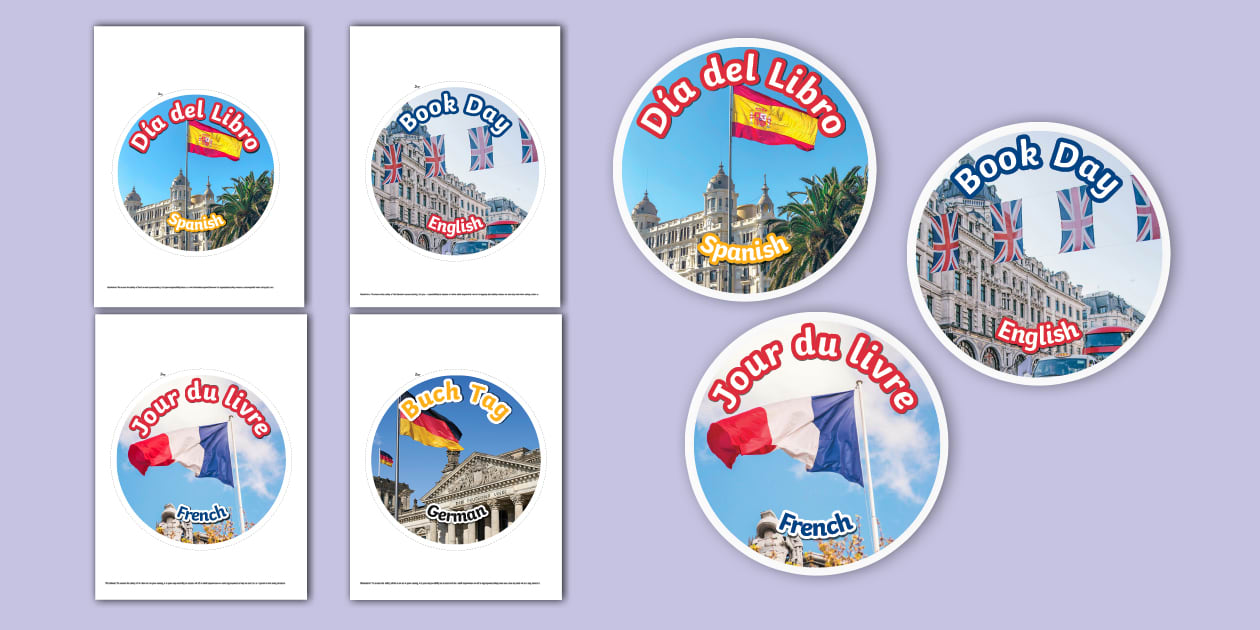 Book Day in Different Languages Circle Display Cut-Outs