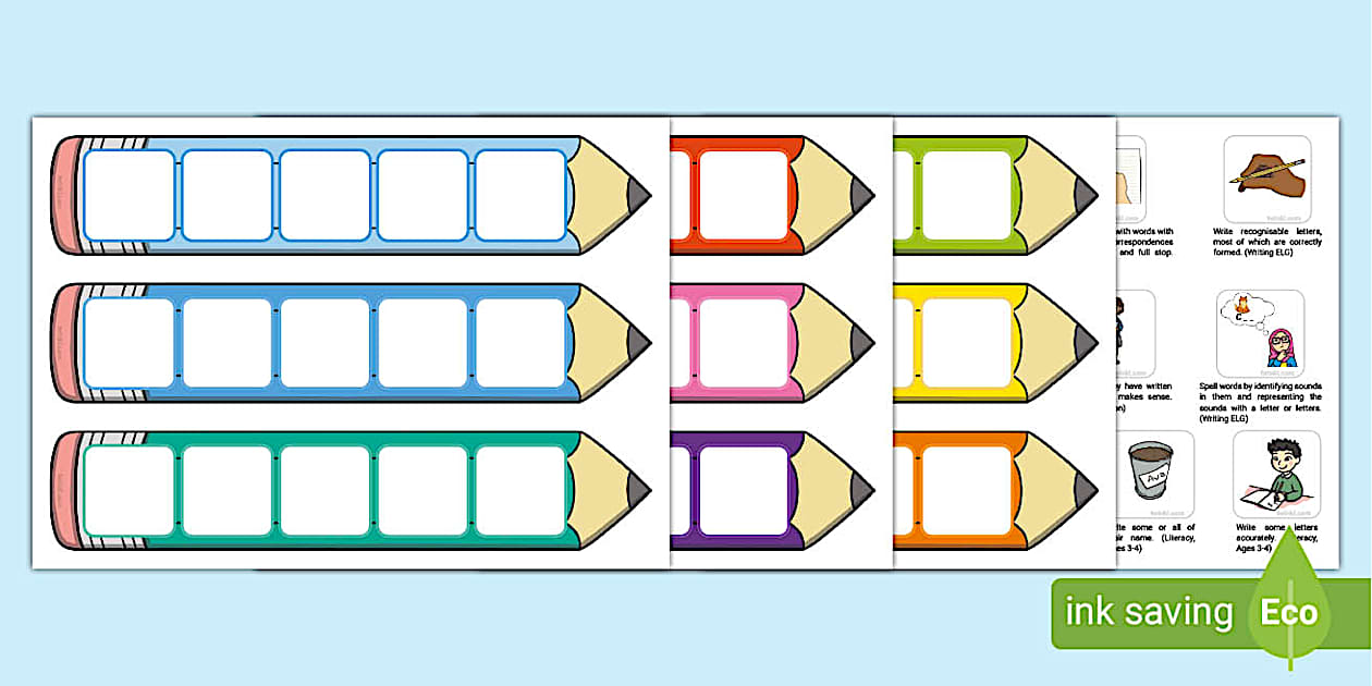 Editable EYFS Writing Pencil Target Cards - Twinkl