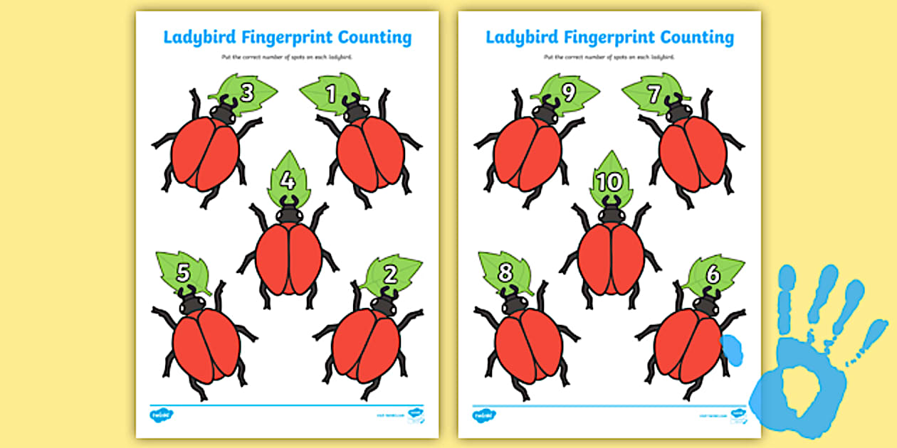 Ladybird Fingerprint Counting Worksheet / Worksheet Pack