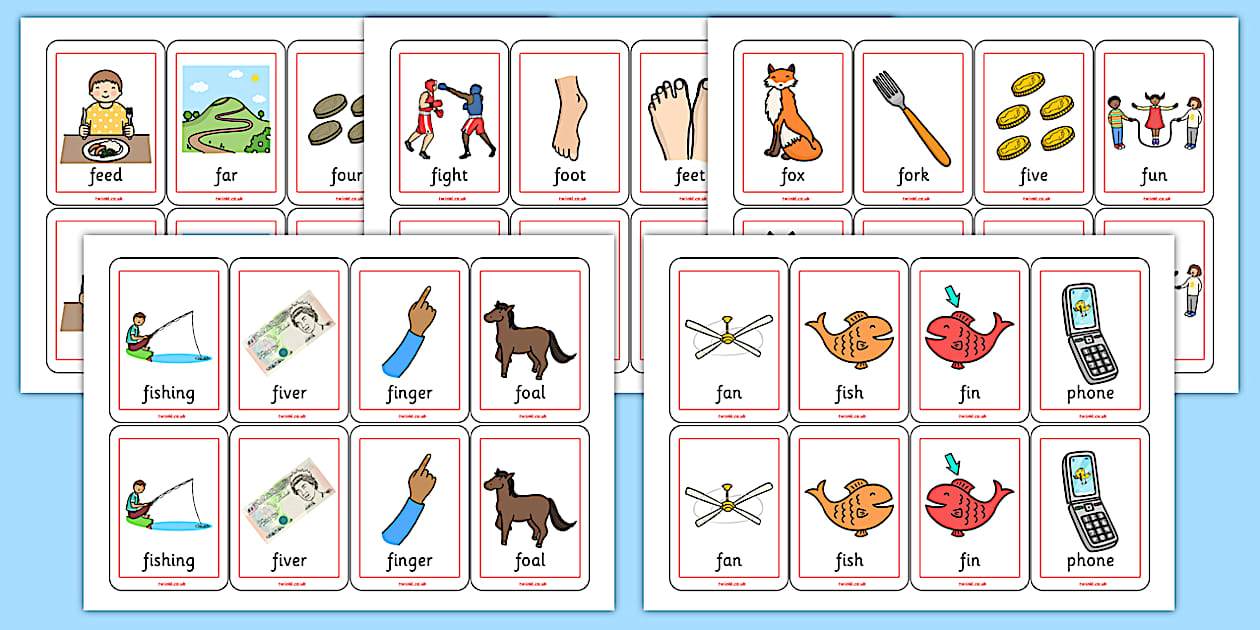 Initial f Sound Playing Cards (teacher made) - Twinkl