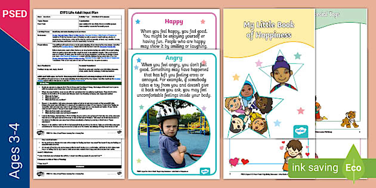 EYFS PSED Regulating Emotions Book of Happiness Plan and Pack