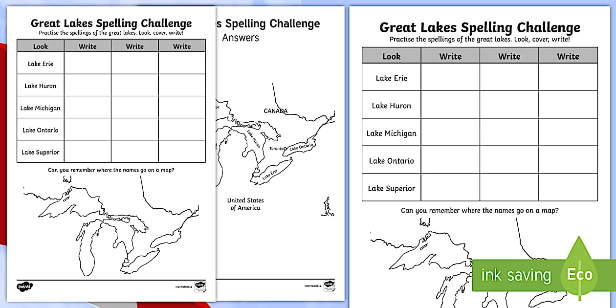 Great Lakes Spelling Challenge Activity (Teacher-Made)