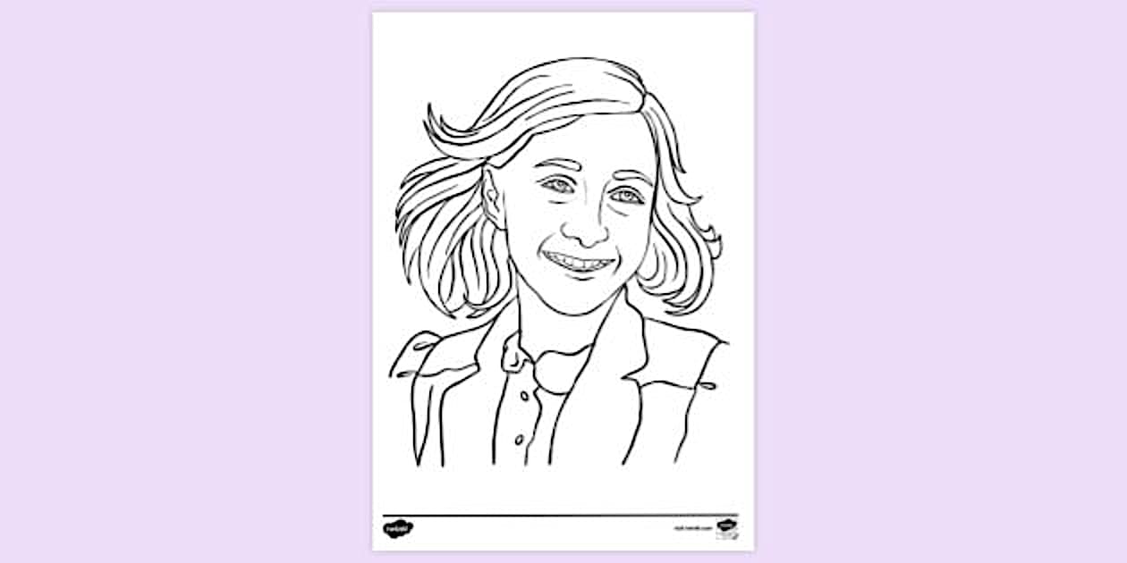 Anne Frank Colouring Sheet | Portrait - Twinkl