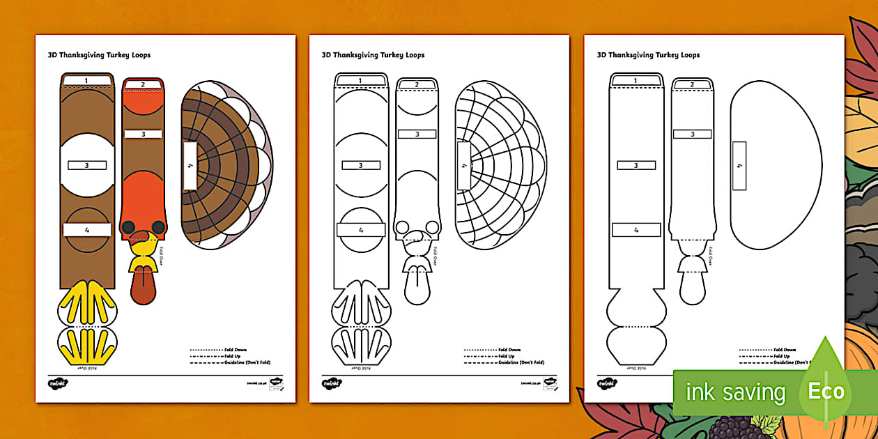 Easy Turkey Crafts - 3D Thanksgiving Loops Activity KS2