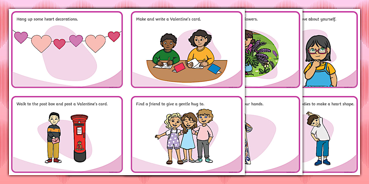Valentine's Day Themed Brain Break Action Cards - Twinkl