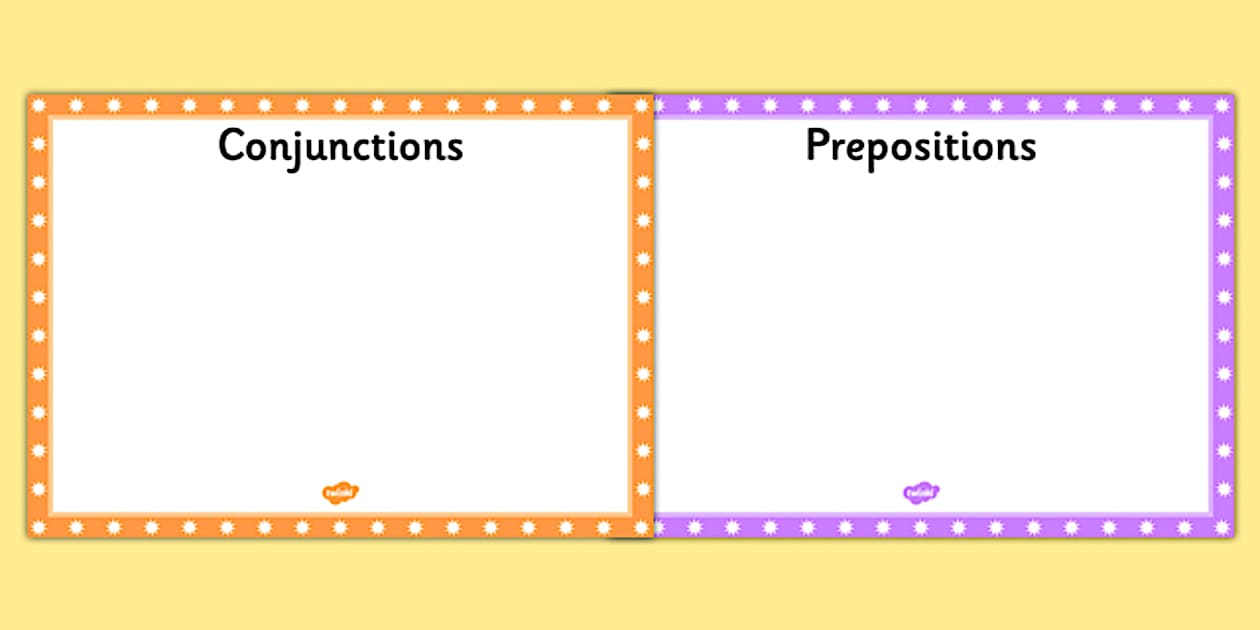 Conjunctions and Prepositions Sorting Mats (teacher made)
