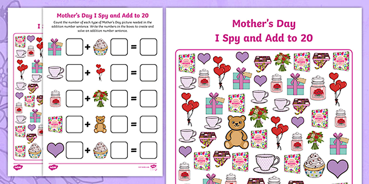👉 Mother's Day I Spy and Add to 20 (teacher made)