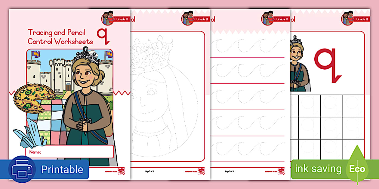 Gr. R Phonics Letter Q Tracing and Pencil Control Worksheets