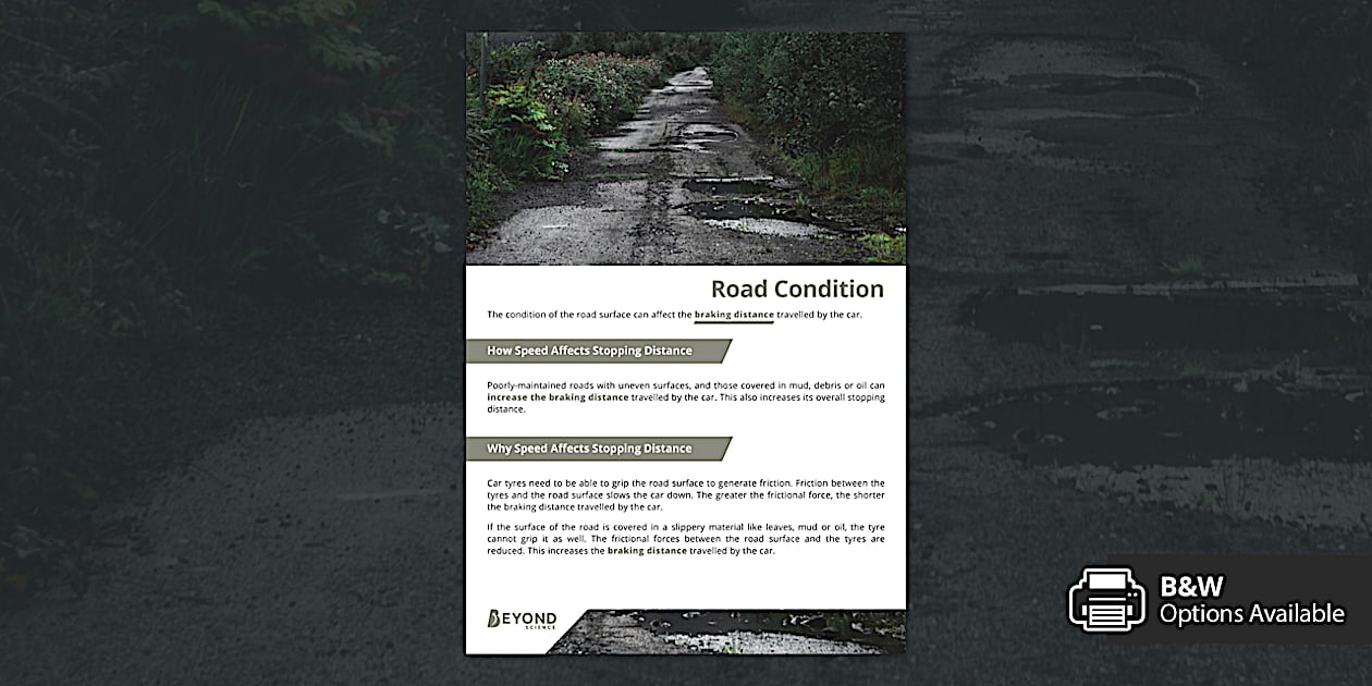 Stopping Distance - Road Condition Information Poster
