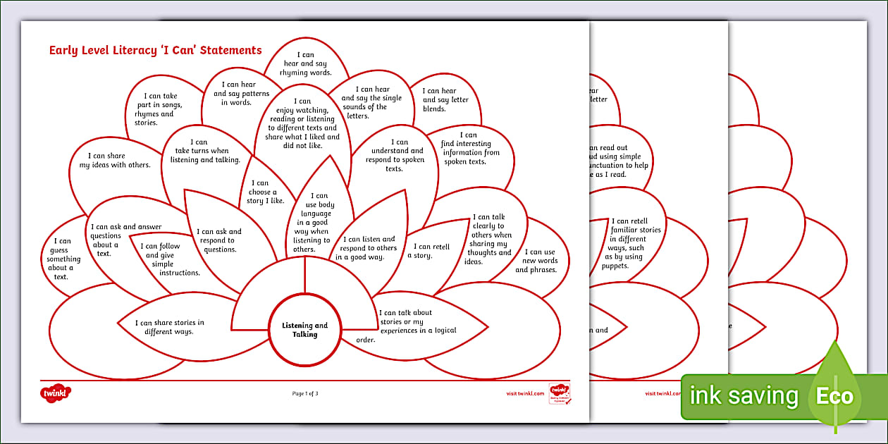 CfE Early Level Literacy and English Flower Tracker - Twinkl