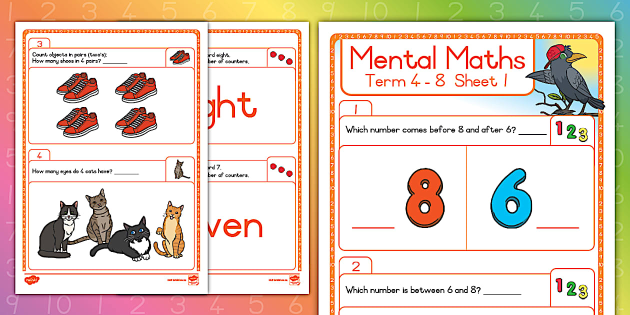 Grade R Maths - Term 4 - Mental Maths: 8 (teacher made)